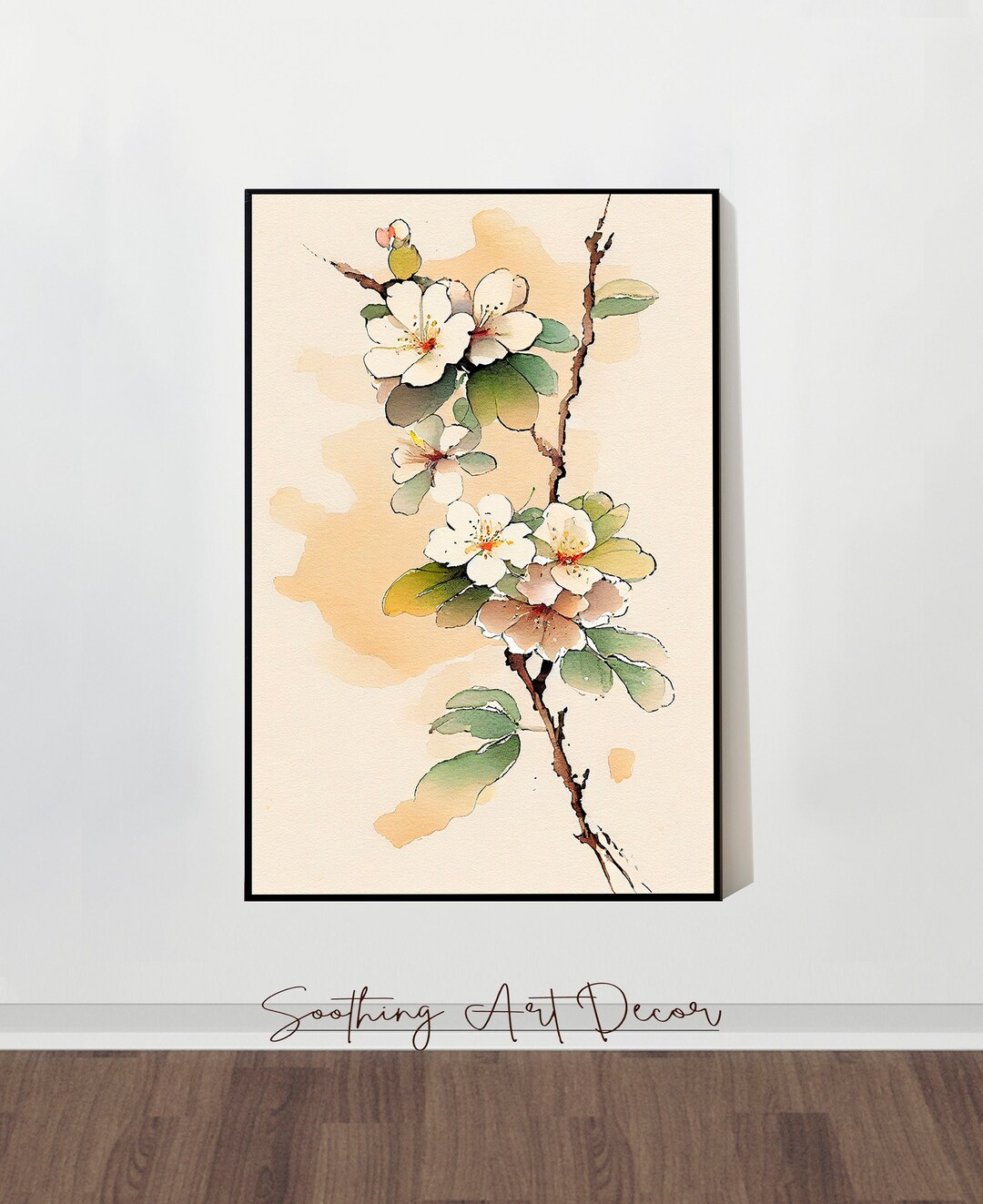 Sakura Cherry Blossom Japandi Wall Art Floral Poster, Botanical ...