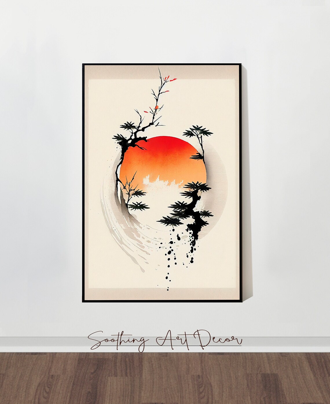 Simple Minimalist Japandi Circle Digital Download Art, Botanical Enso Circle Wabi Sabi Vintage ...