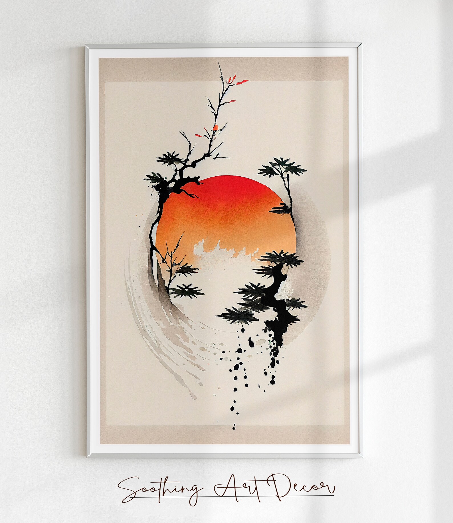 Simple Minimalist Japandi Circle Digital Download Art, Botanical Enso Circle Wabi Sabi Vintage ...