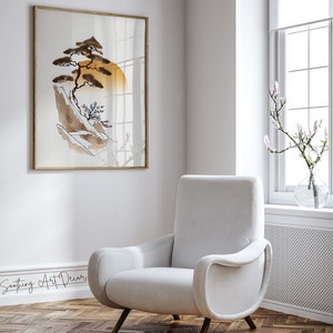 Simple Minimalist Japandi Circle Digital Download Art, Tree Enso Circle Wabi Sabi Vintage ...