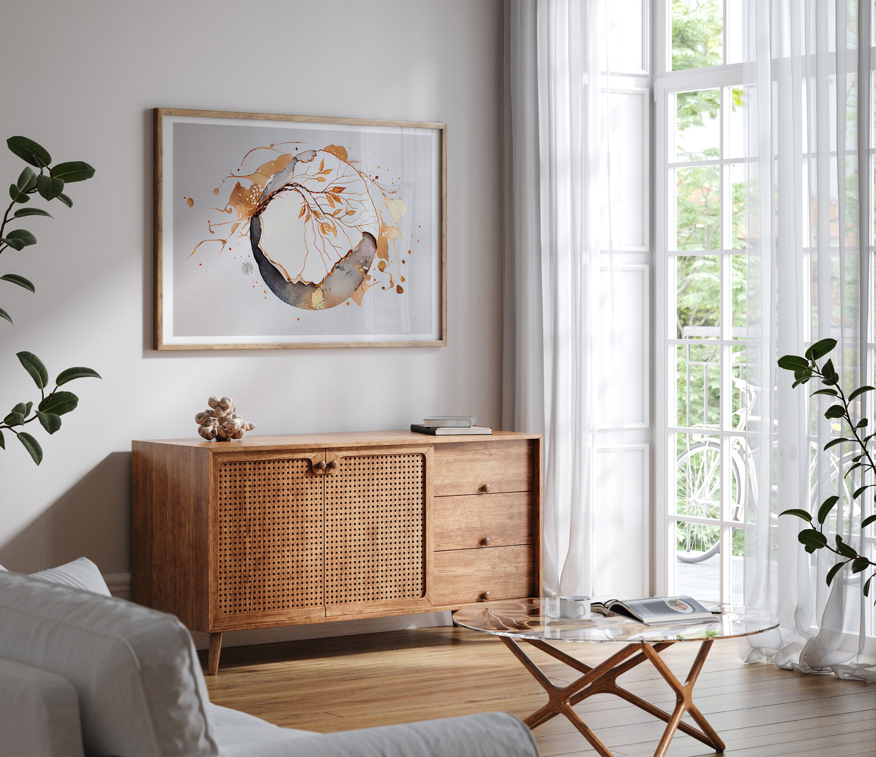 Simple Japandi Kintsugi Zen Enso Circle Wall Art Golden - Etsy