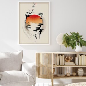 Simple Minimalist Japandi Circle Digital Download Art, Botanical Enso Circle Wabi Sabi Vintage ...