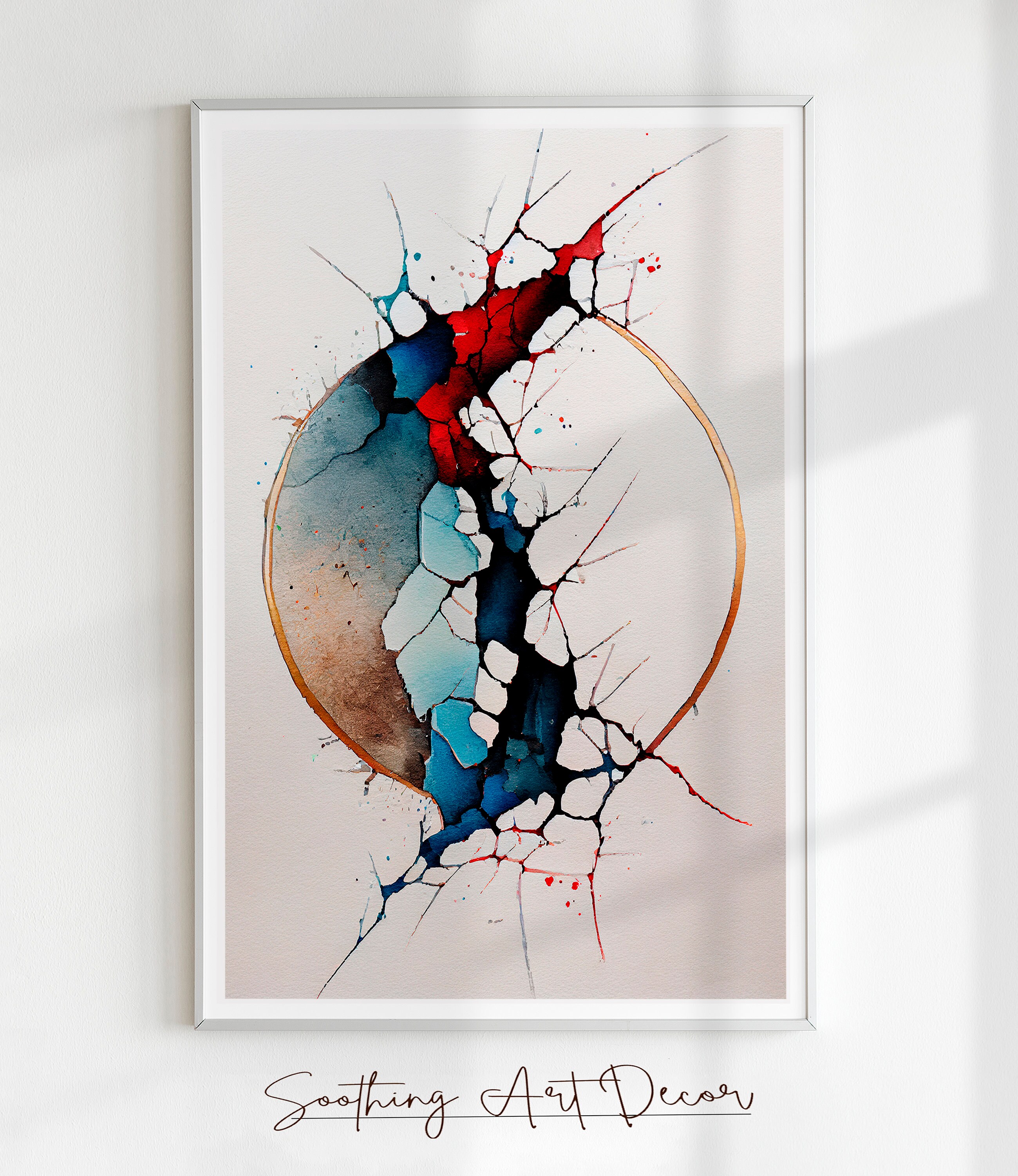 Gold Textured Kintsugi Art Japandi Zen Enso Circle Wall Art Simple Modern Japanese Inspired ...