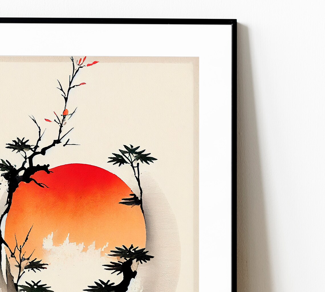 Simple Minimalist Japandi Circle Digital Download Art, Botanical Enso Circle Wabi Sabi Vintage ...