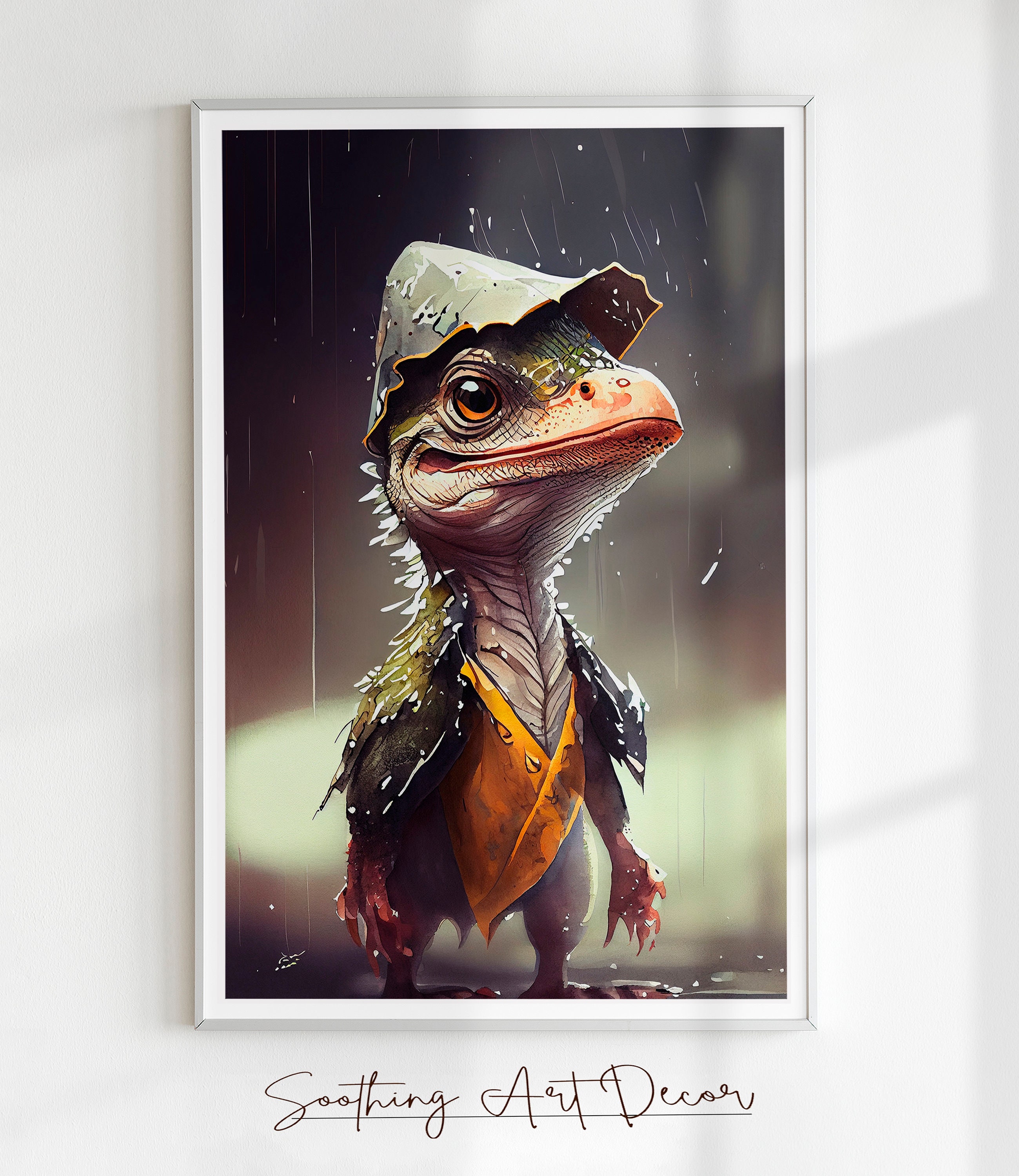 Chibi Dino Bedroom Watercolor Print, Mythical Creatures Baby Dragon Art ...