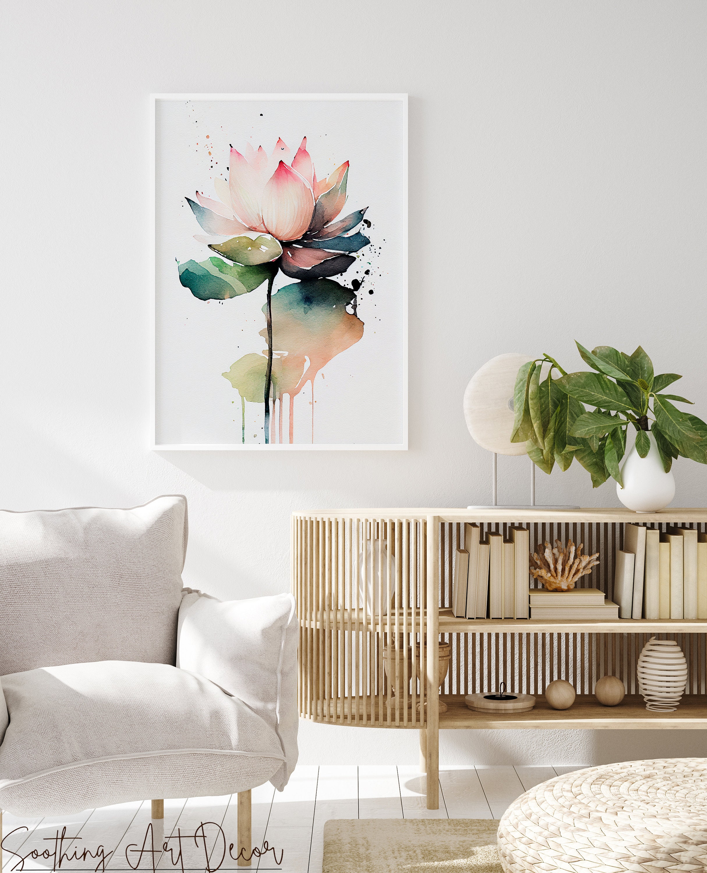 Simple Lotus Flower Art Simple Watercolor Lotus Printable Flower Art ...