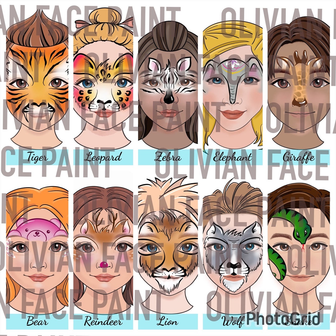 Face Paint Menu Board, Face Paint Word Board, Face Paint Safari Animal ...