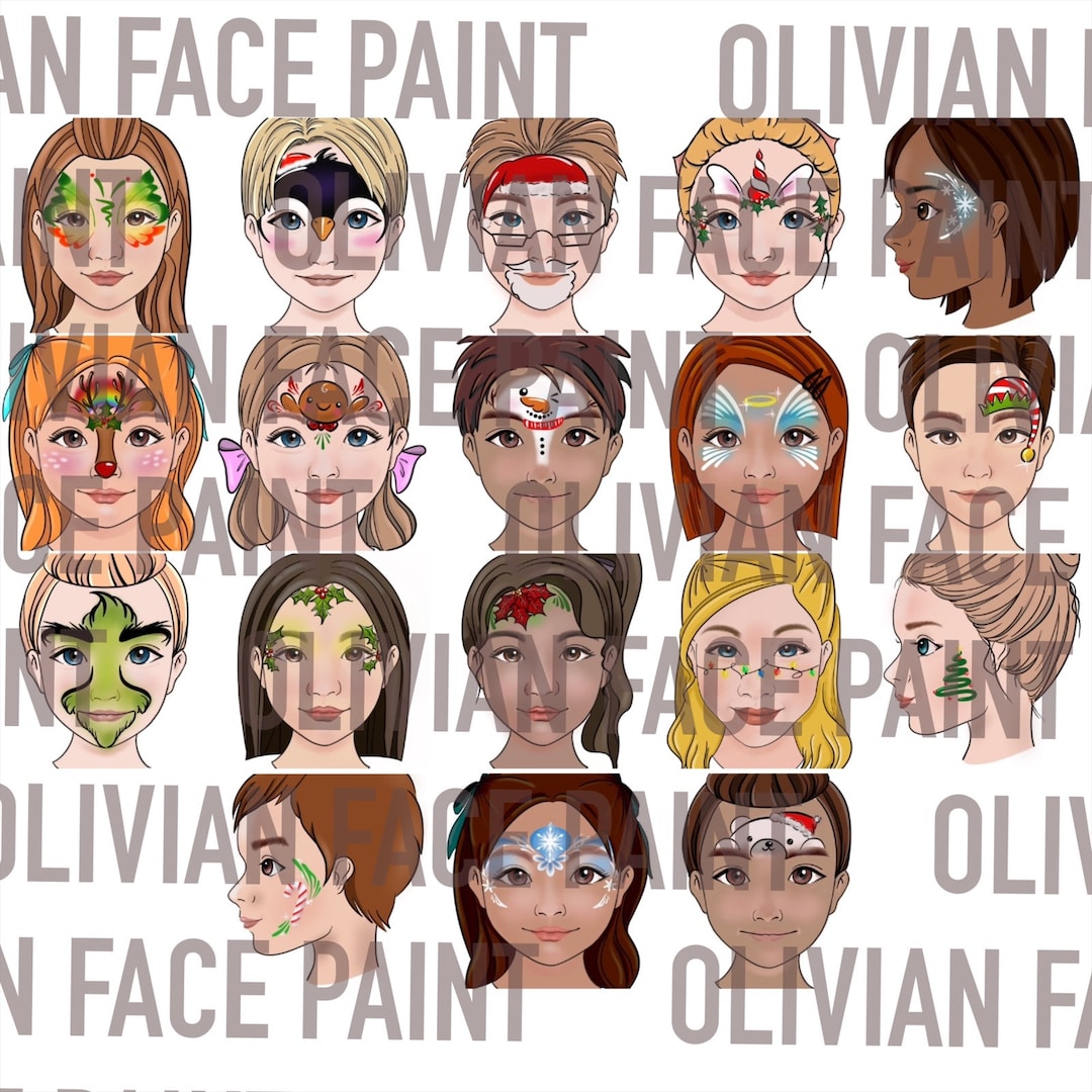 18 Design Xmas Face Paint Menu Board, Face Paint Word Board, Face Paint ...