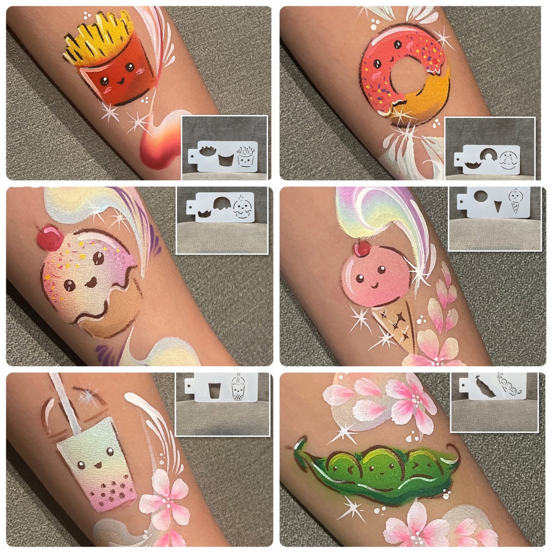 6 Face Painting Stencils | Face Paint Stencils | Foodie Stencils | Two ...