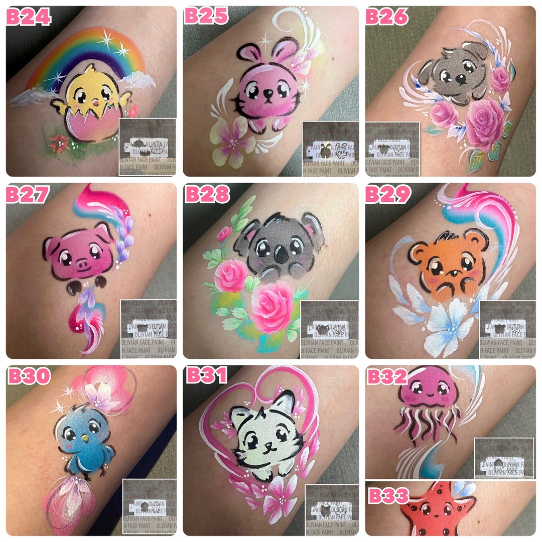 10 Face Painting Stencils | Face Paint Stencils | Animal Stencils | Two ...
