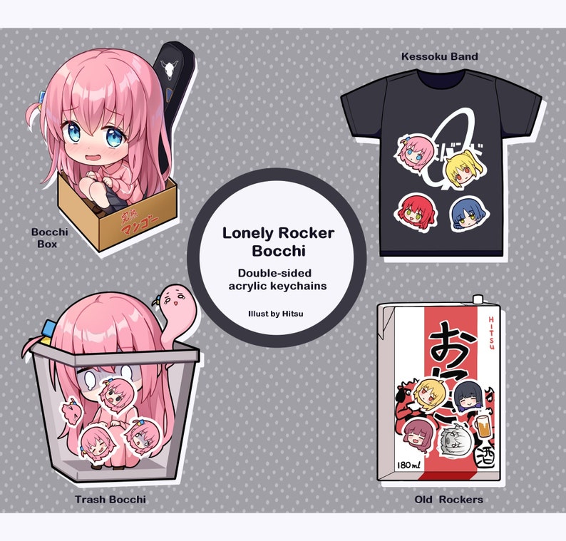 Lonely Rocker Bocchi Anime Shaker Keychain - Etsy