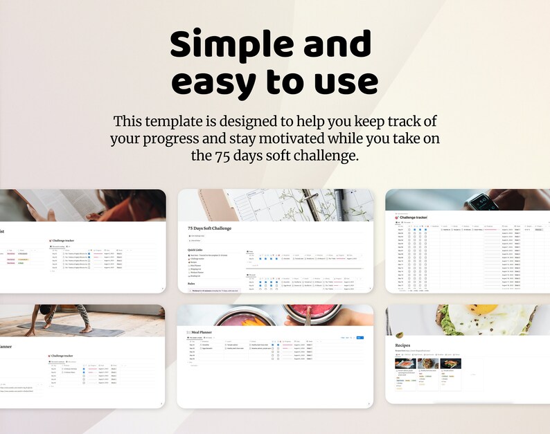75 Days Soft Challenge Notion Template Aesthetic Digital Planner ...