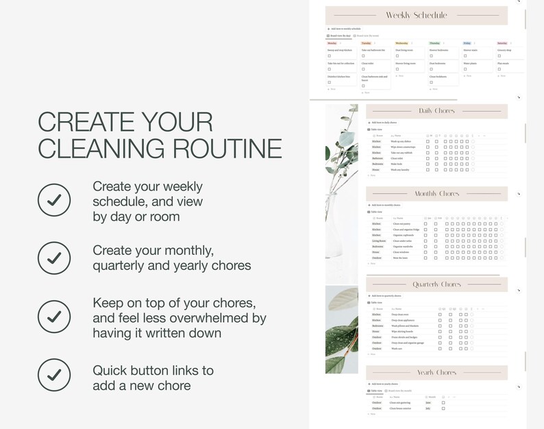 Cleaning Dashboard Notion Template Organise and Track Household Tasks ...