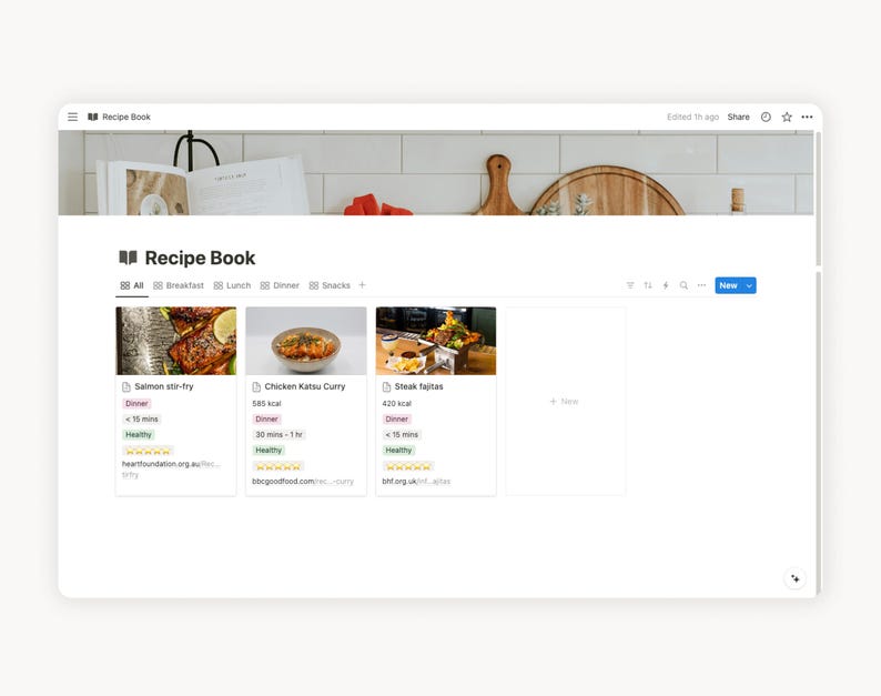 Recipe Book Notion Template | Digital Download | Editable Dashboard | Life Planner | Personal ...