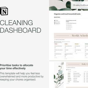 Cleaning Dashboard Notion Template - Organise and Track Household Tasks ...