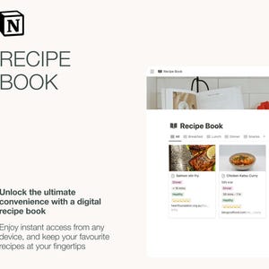 Recipe Book Notion Template | Digital Download | Editable Dashboard | Life Planner | Personal ...