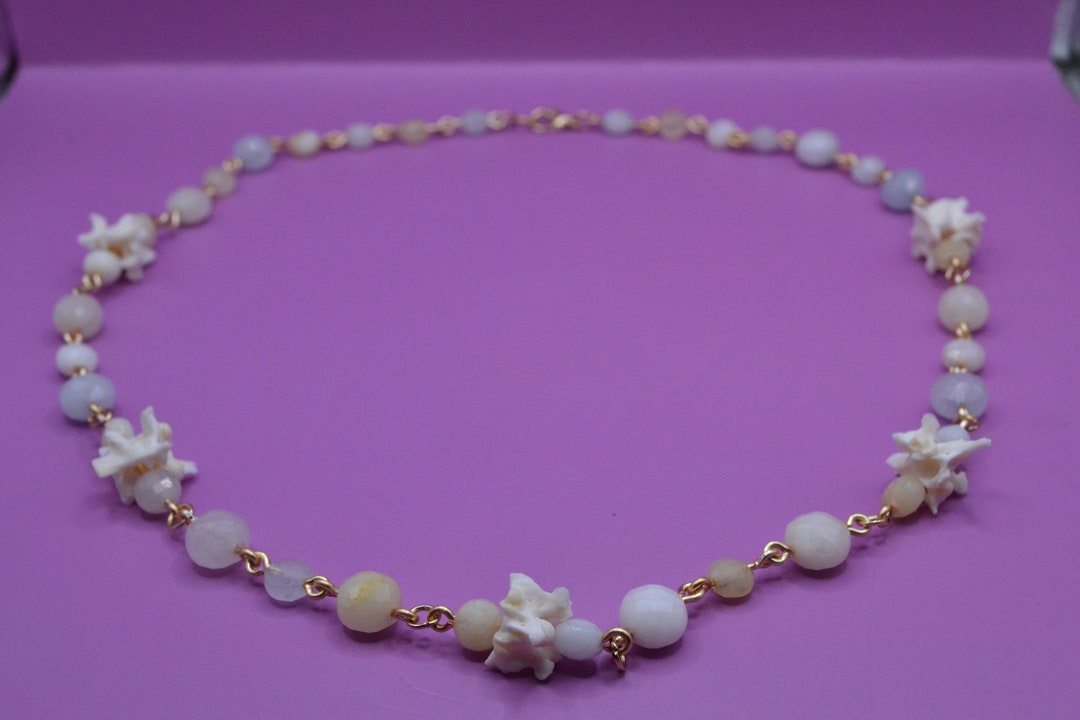 Hand Beaded Morganite and Ball Python Vertebrae Necklace - Etsy