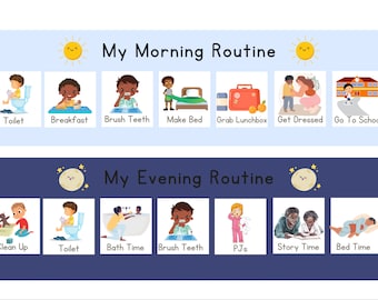 Daily Responsibilities Chart for Kids Morning Evening Routine Picture ...
