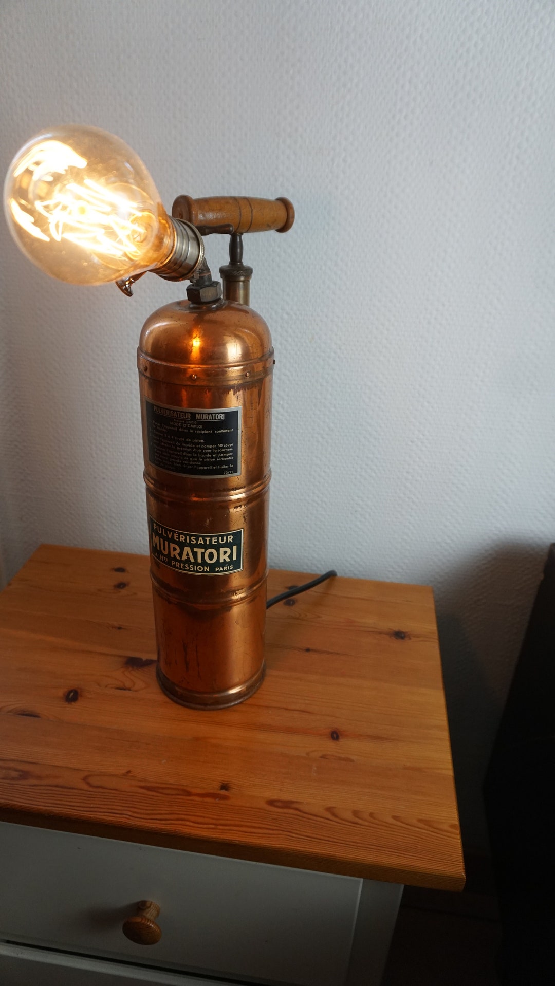 Antique Italian Retro Steampunk Copper Brass Lamp - Etsy