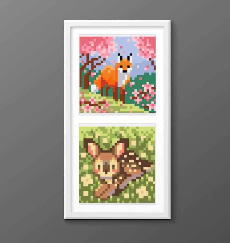 Fox and Fawn - Two Cross Stitch Pattern - PDF Download - Digital ...