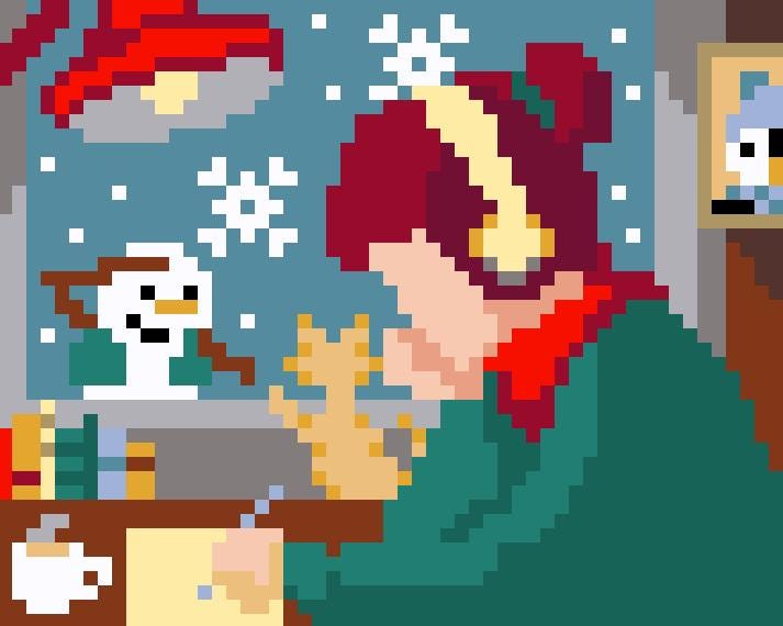 LOFI Girl Christmas Scene - Cross Stitch Pattern - PDF Download ...