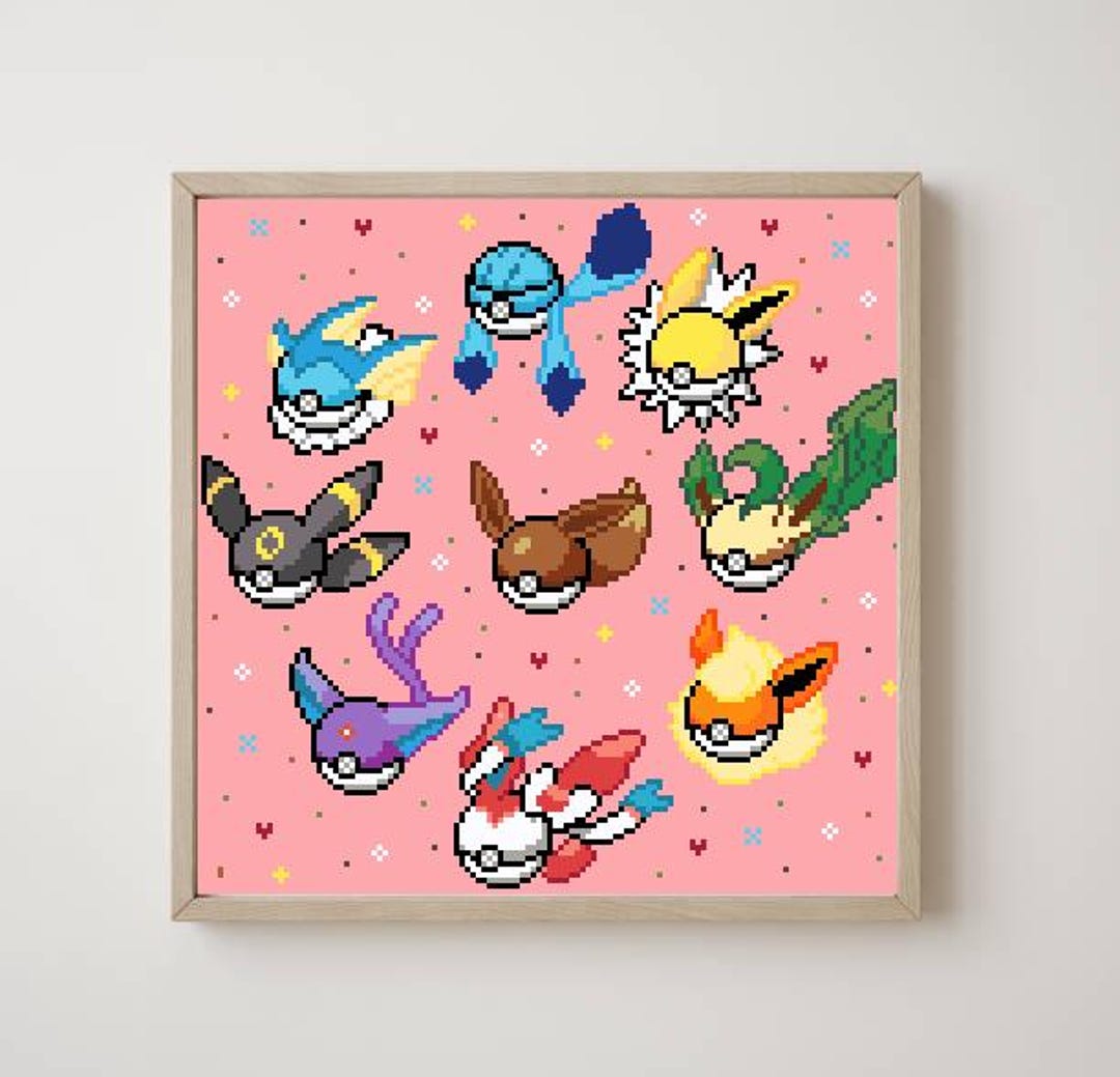 Eevee - Eeveelution - Pokemon - Cross Stitch Pattern - PDF Download ...