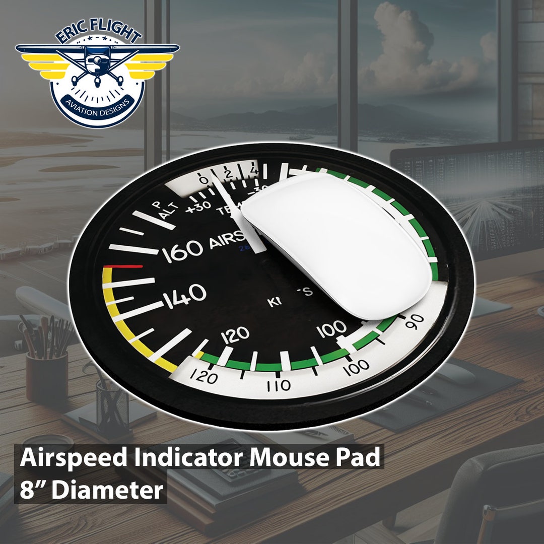 Airspeed Indicator Aviation Pilot Flying Instrument Mouse Pad for Pilots Aviation Enthusiasts ...