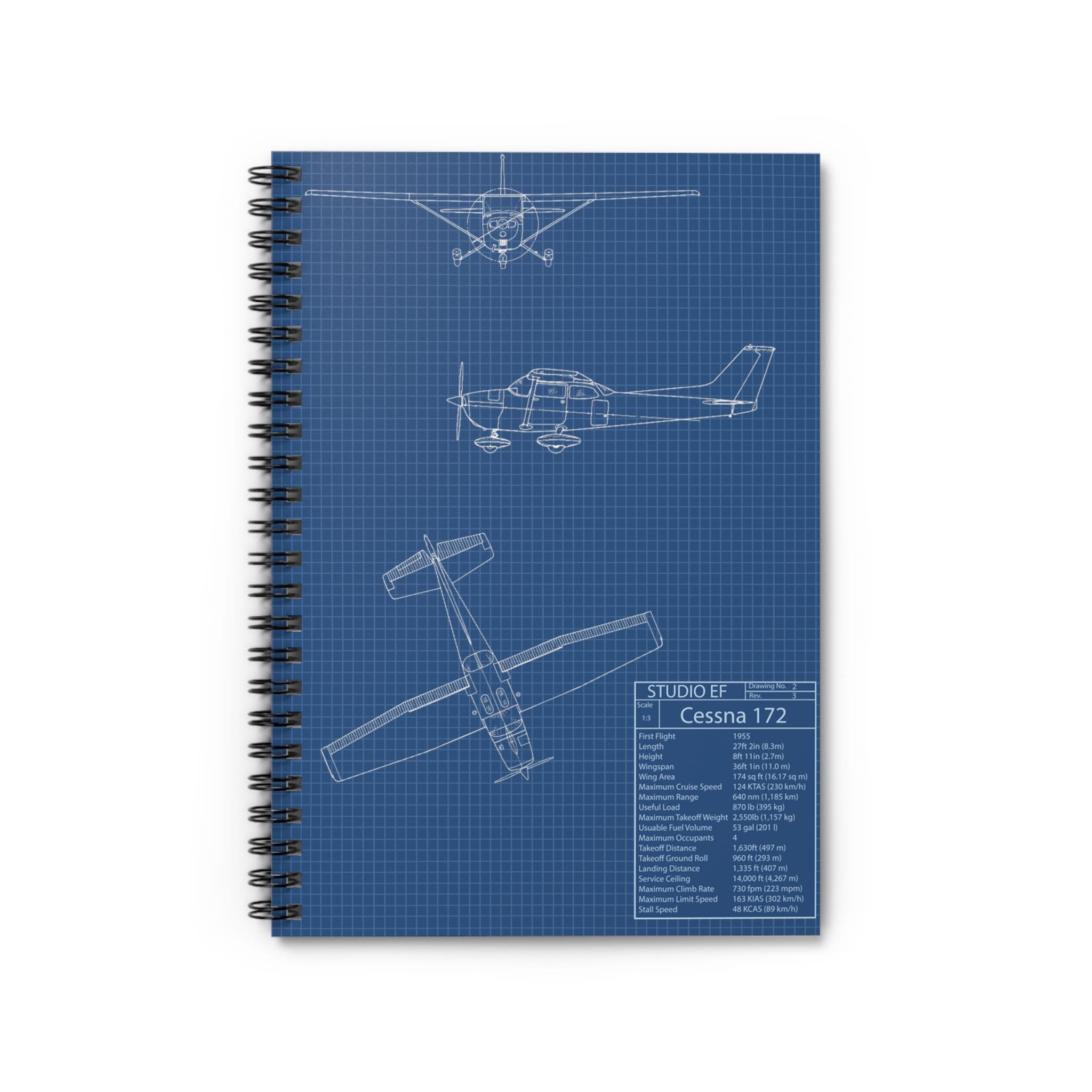 Skyhawk Blueprint: Cessna 172 Spiral Ruled Line Notebook - Etsy