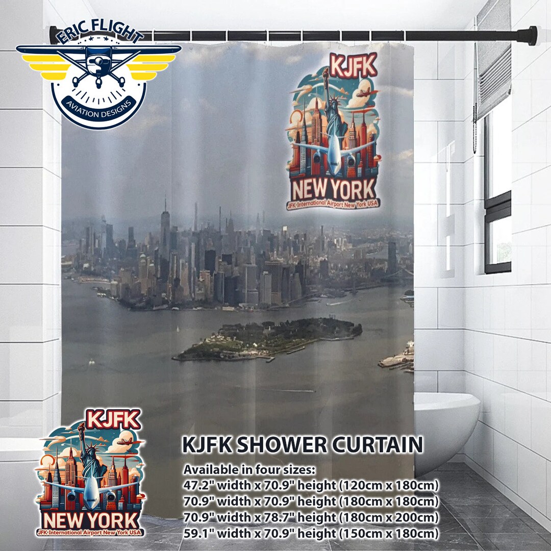 New York City KJFK JFK International Airport Shower Curtain for Pilots ...