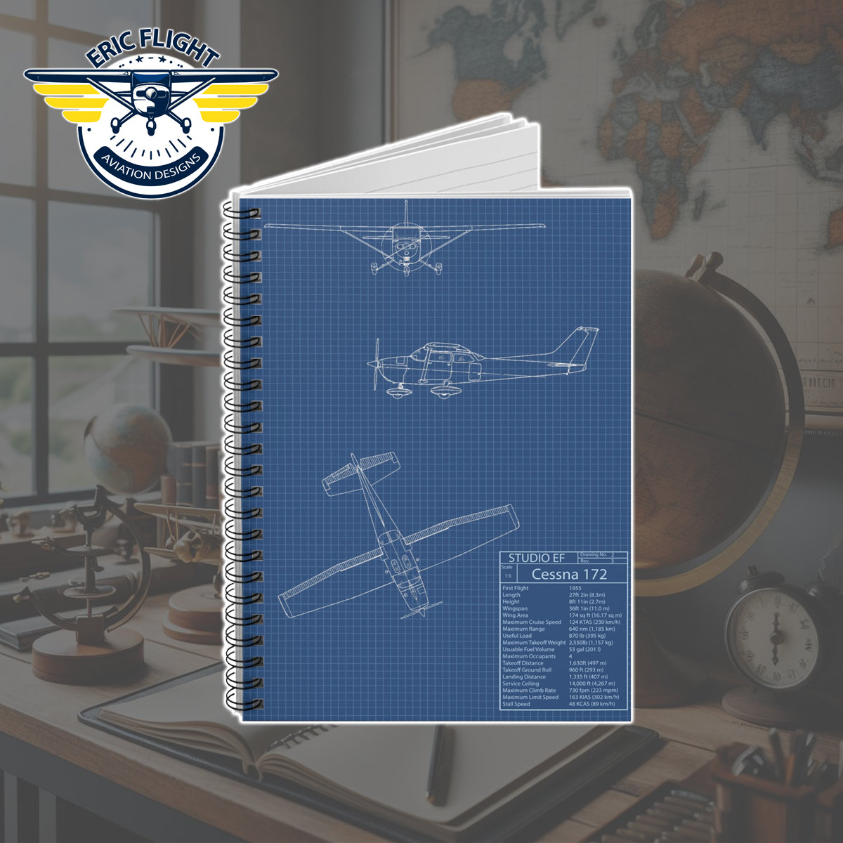 Skyhawk Blueprint: Cessna 172 Spiral Ruled Line Notebook - Etsy