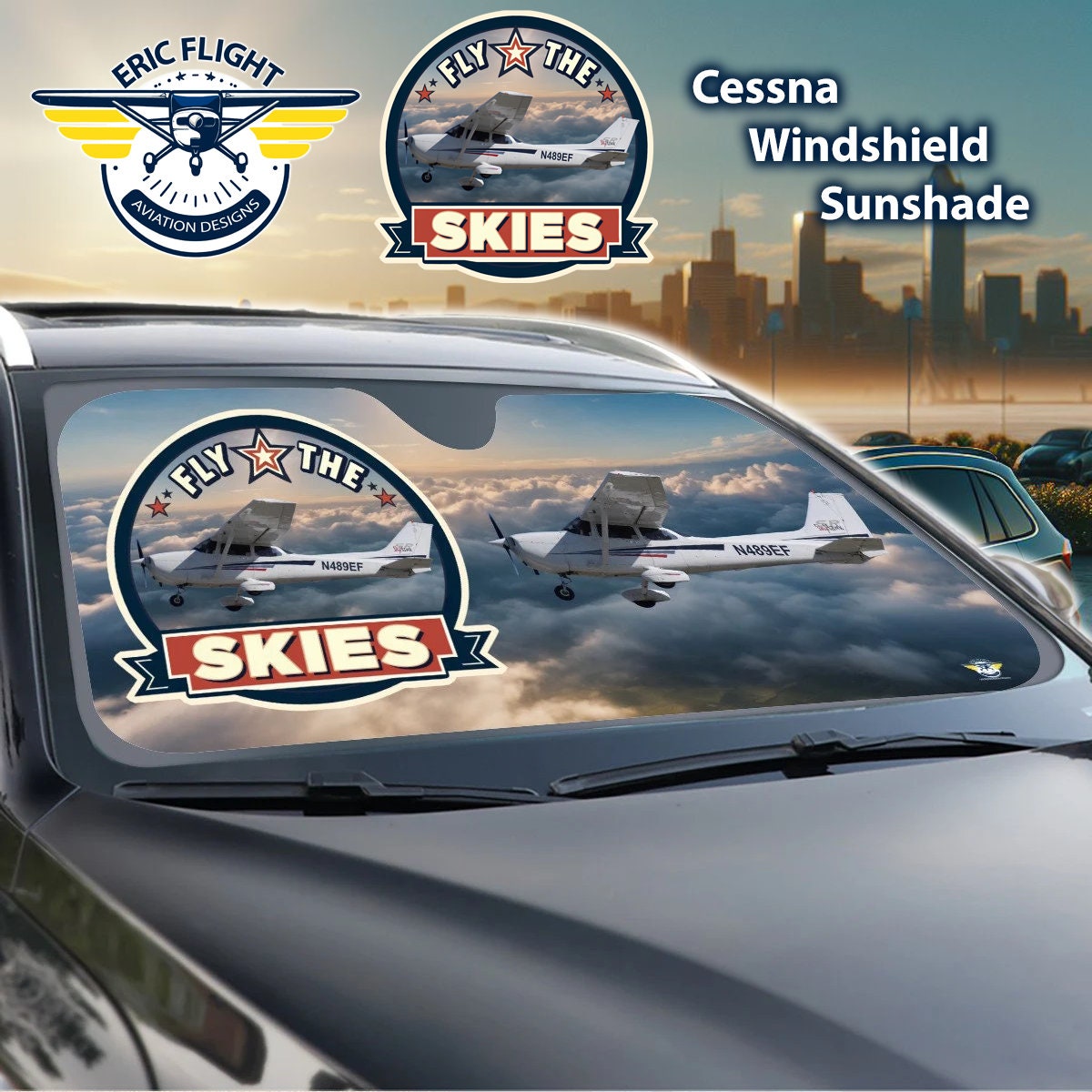 Fly the Skies Cessna Vehicle Car Truck Windshield Sunshade for Pilots ...