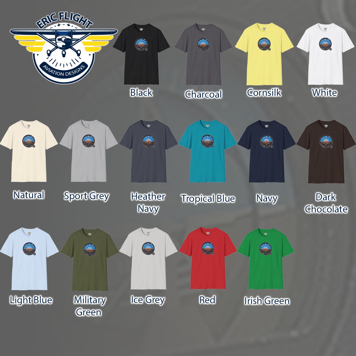 Attitude Indicator Pilot Aviation Flying Unisex Softstyle T-shirt for ...