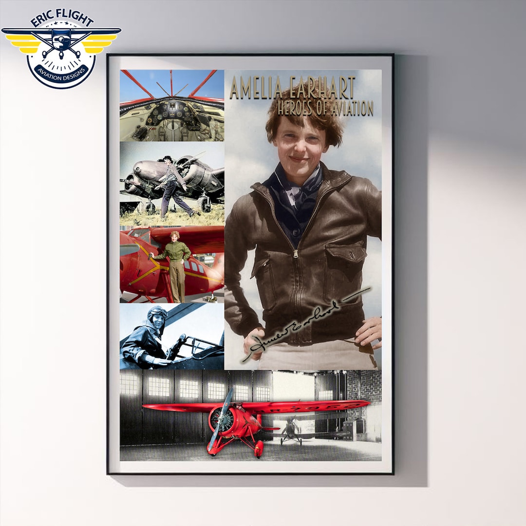 Amelia Earhart Heroes of Aviation Pilot Flying Premium Matte Vertical ...