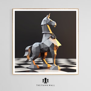 Chess Poster - Low-poly Knight | Premium Wall Art, High-quality Print ...