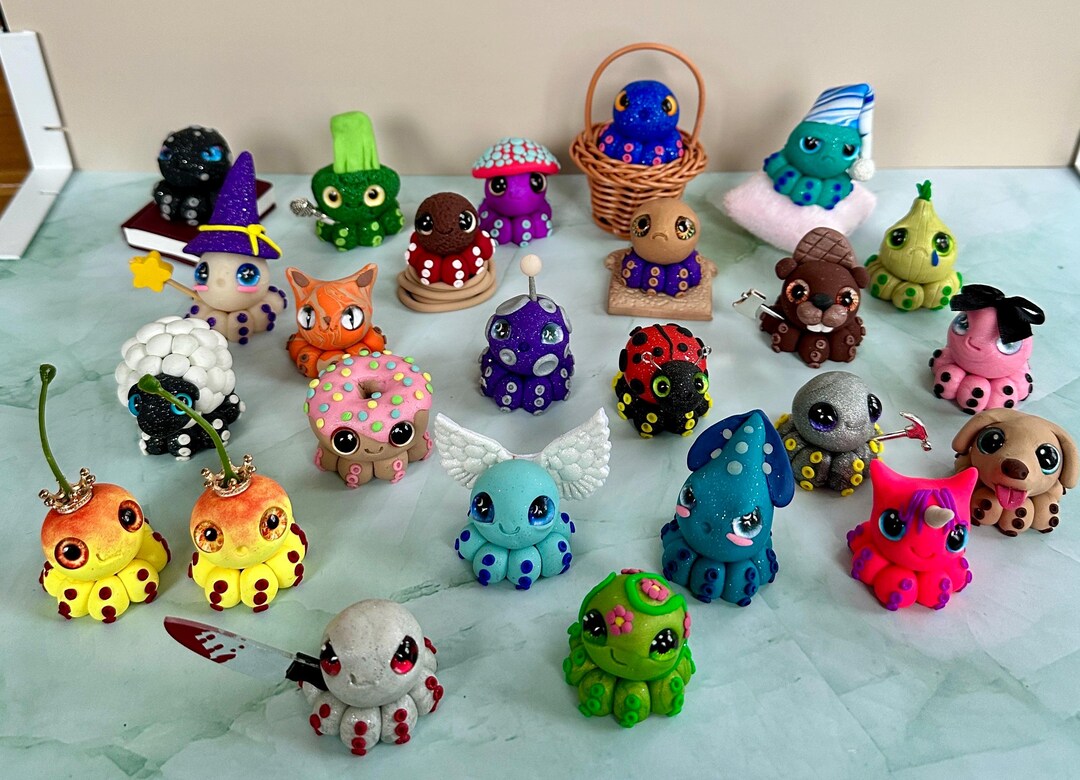 New Octopus Drop! 24 Handmade Polymer Clay Octopuses | Collectible Sea ...