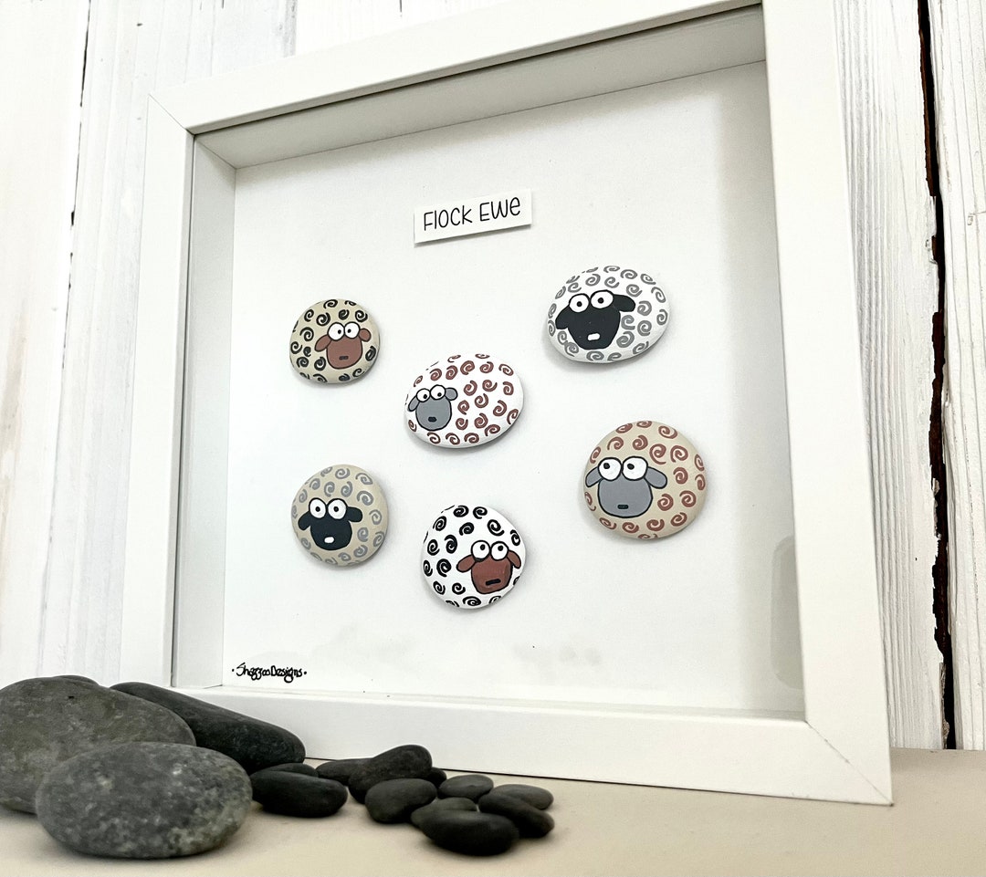 Flock Ewe | SHEEP | PEBBLE ART | 9” X 9” - Etsy