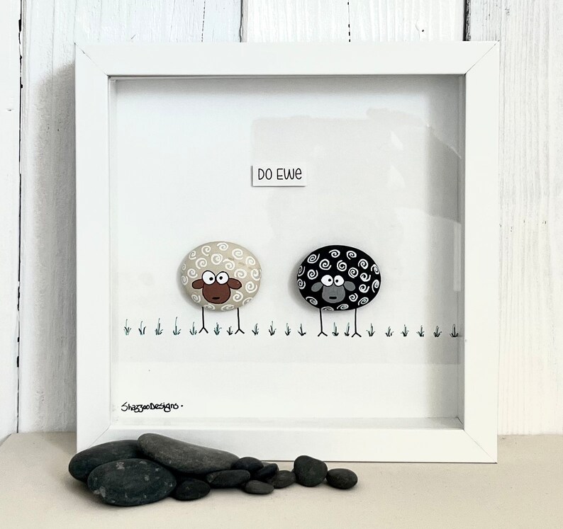 Do Ewe | SHEEP | PEBBLE ART | 9” X 9” - Etsy