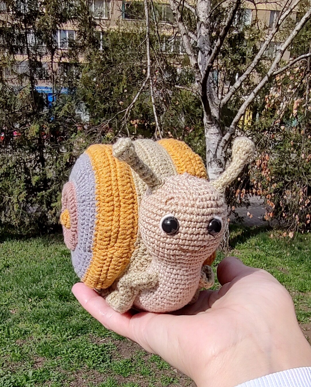 Crochet Snail, Knitted Snail, Beige Patterned Snail,knitted Mollusk ...