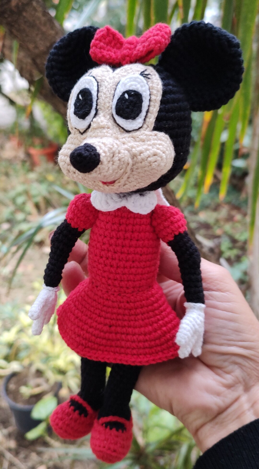 Crochet Mini Mouse , Red Dress, Cartoon Knitted Character, Black Mouse ...