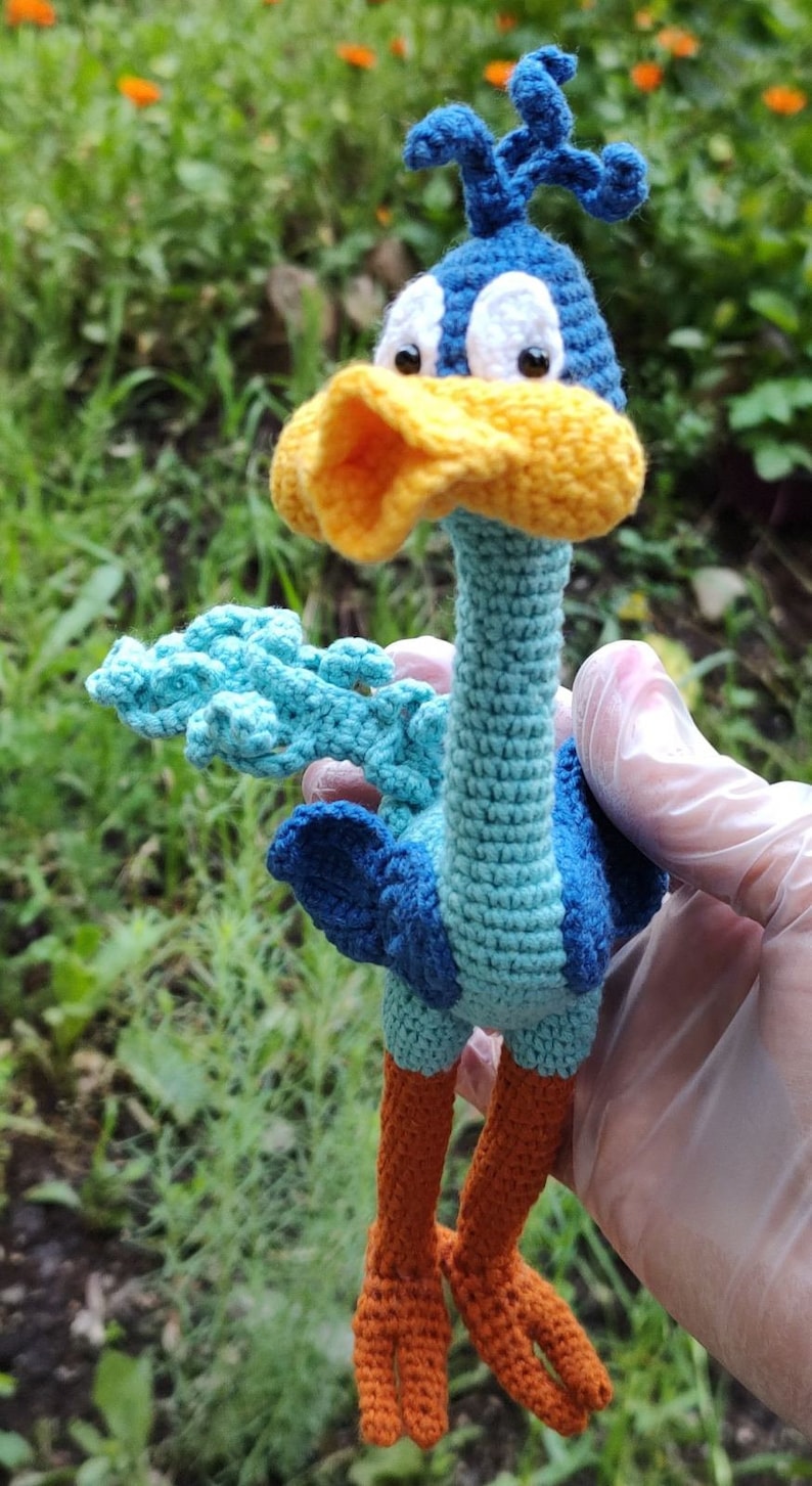 Crochet Road Runner Plush Toy, Handmade Cartoon Bird for Babies - Etsy