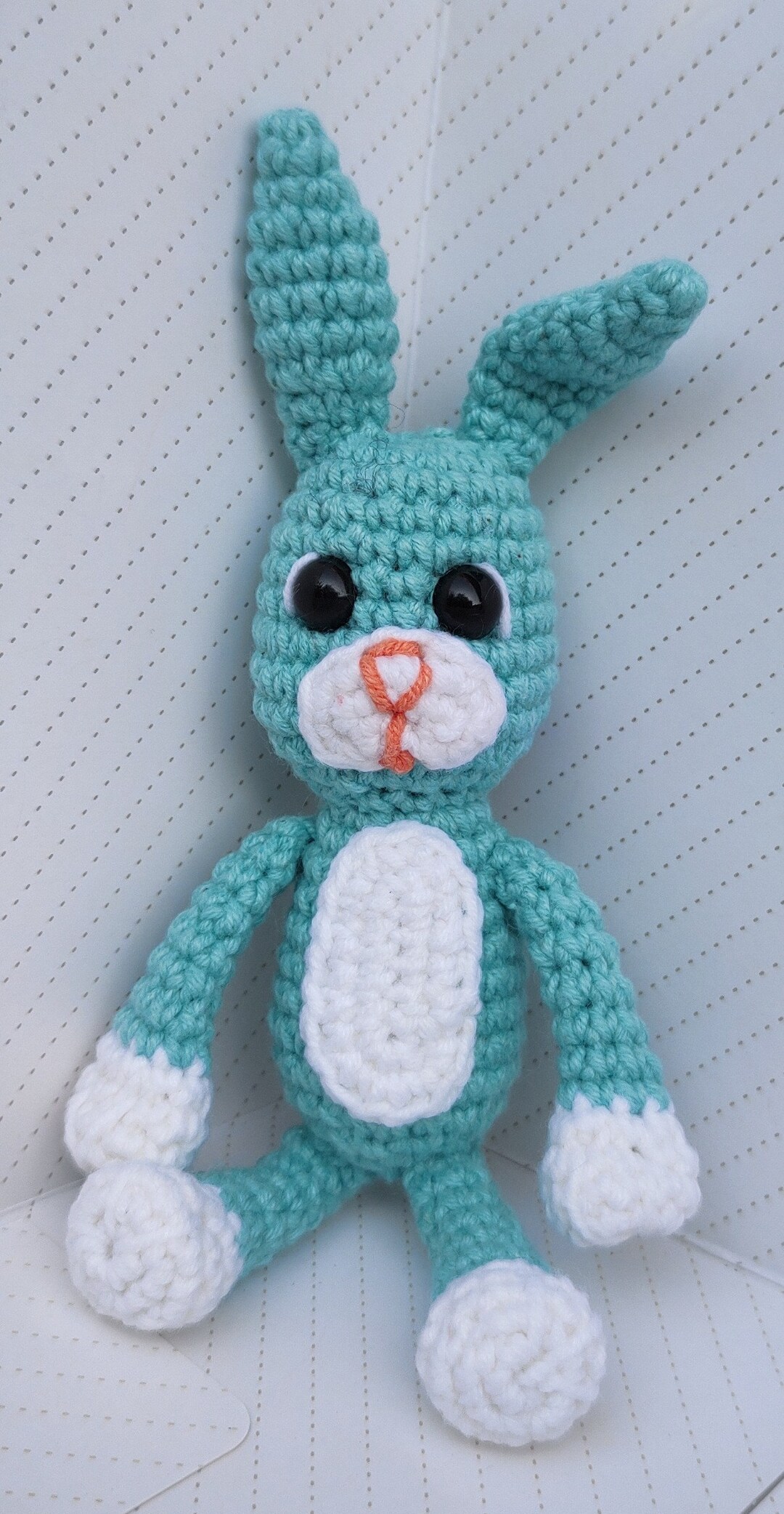 Knitted Blue Bunny With White Paws, Bunny to Play or Cuddle for Babies ...