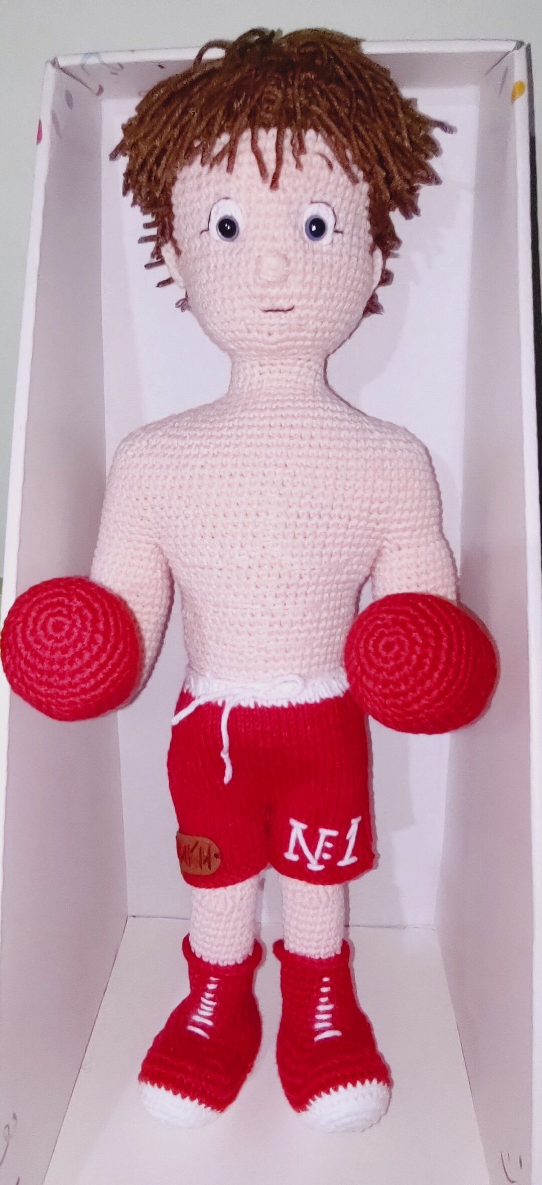 Knitted Doll Knitted Man Crochet Boy Knitted Boxer Knitted Athlete With ...