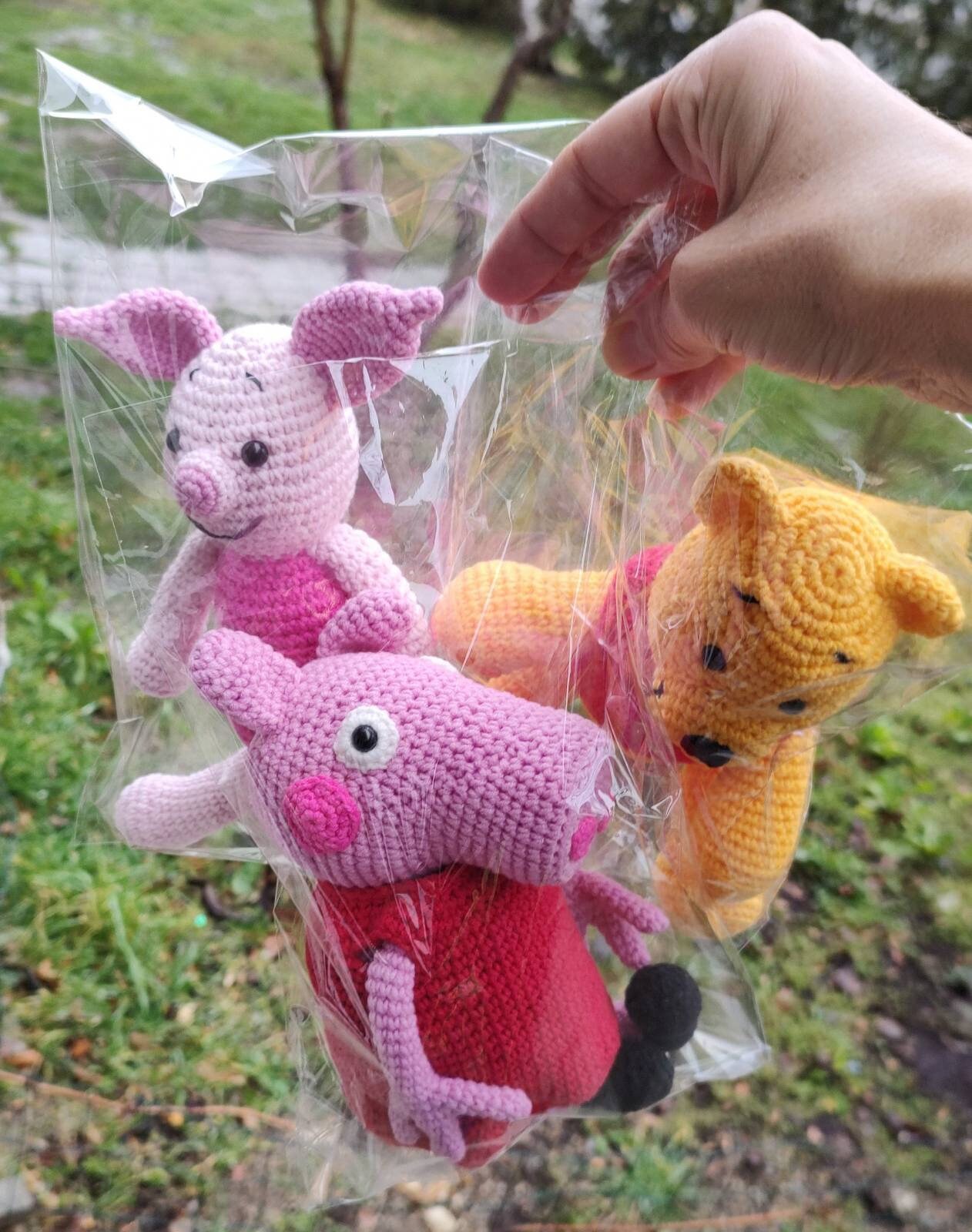 Crochet Winnie the Pooh, Peppa and Piglet Amigurumi Cartoon Characters ...