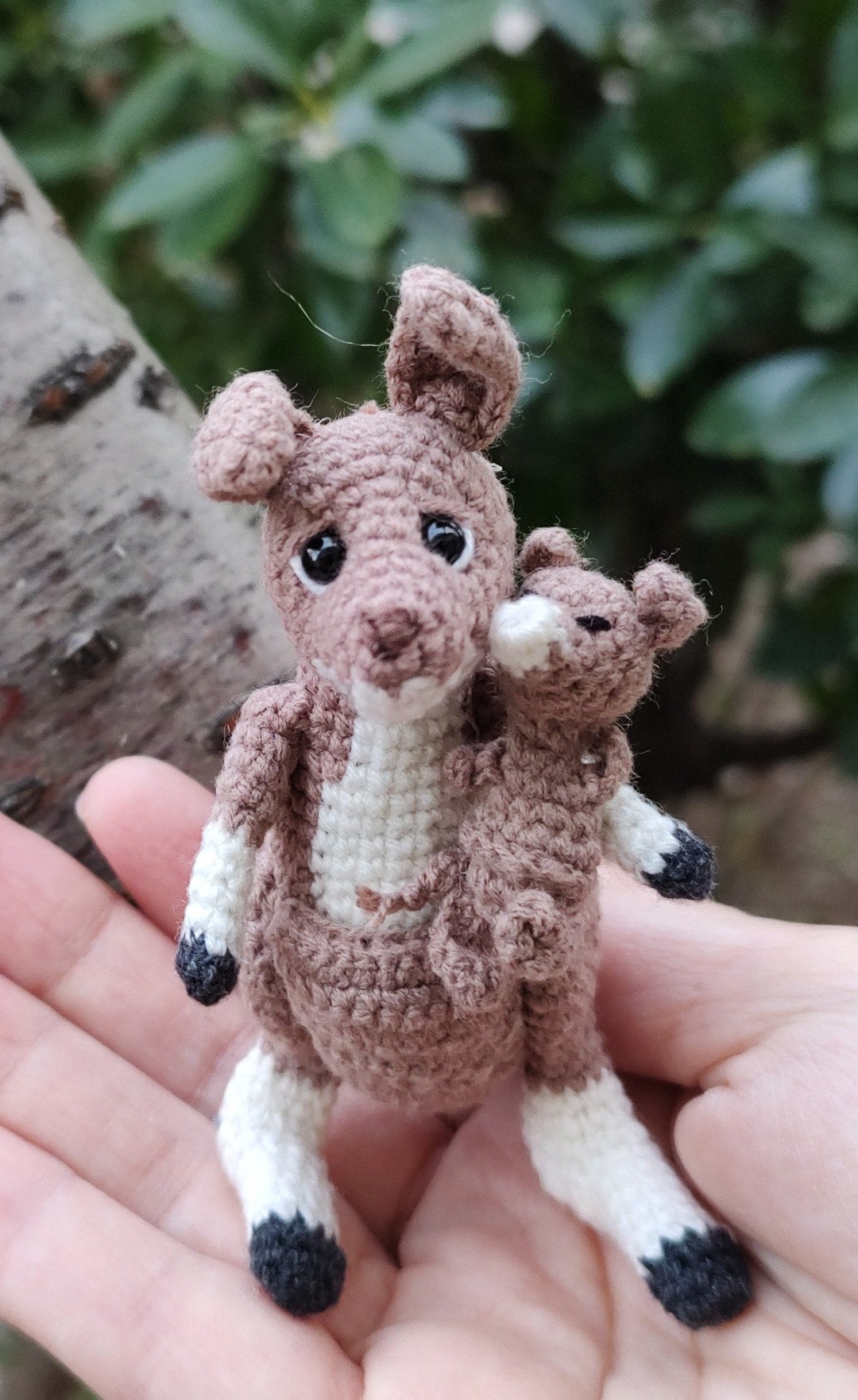 Crochet Female Kangaroo 4 Inches and Baby 1 Inch, Cute Well-shaped Baby ...