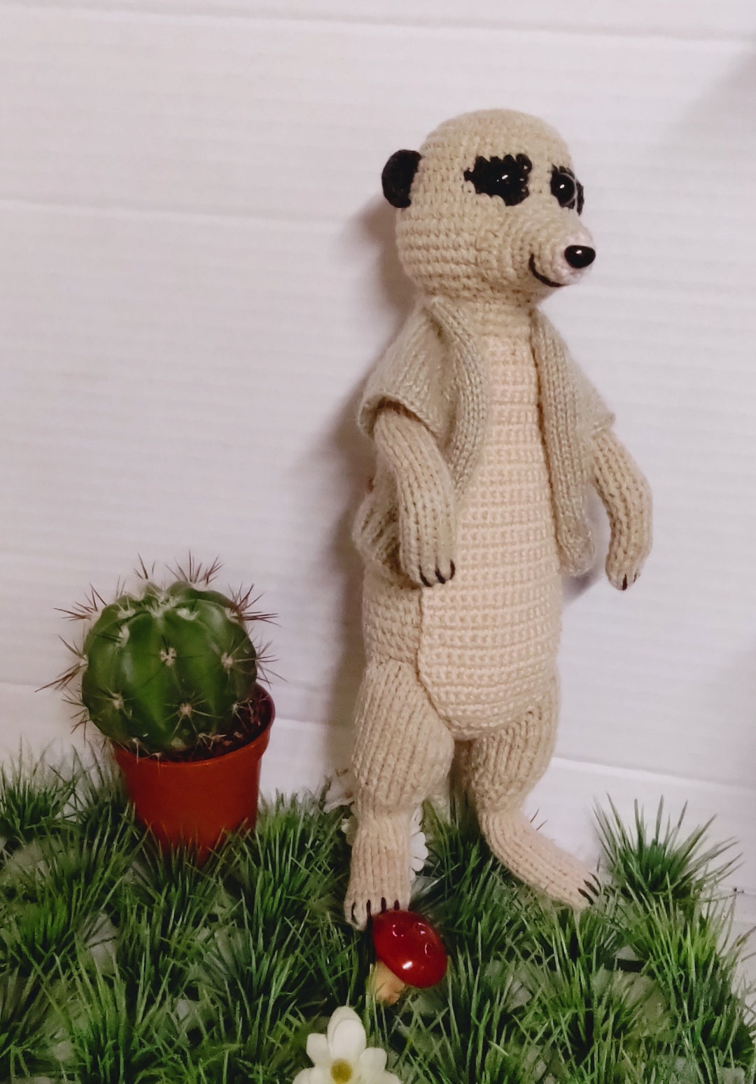 Knitted Meerkat, Crocheted Meerkat,mongoose Family, Small Upright ...