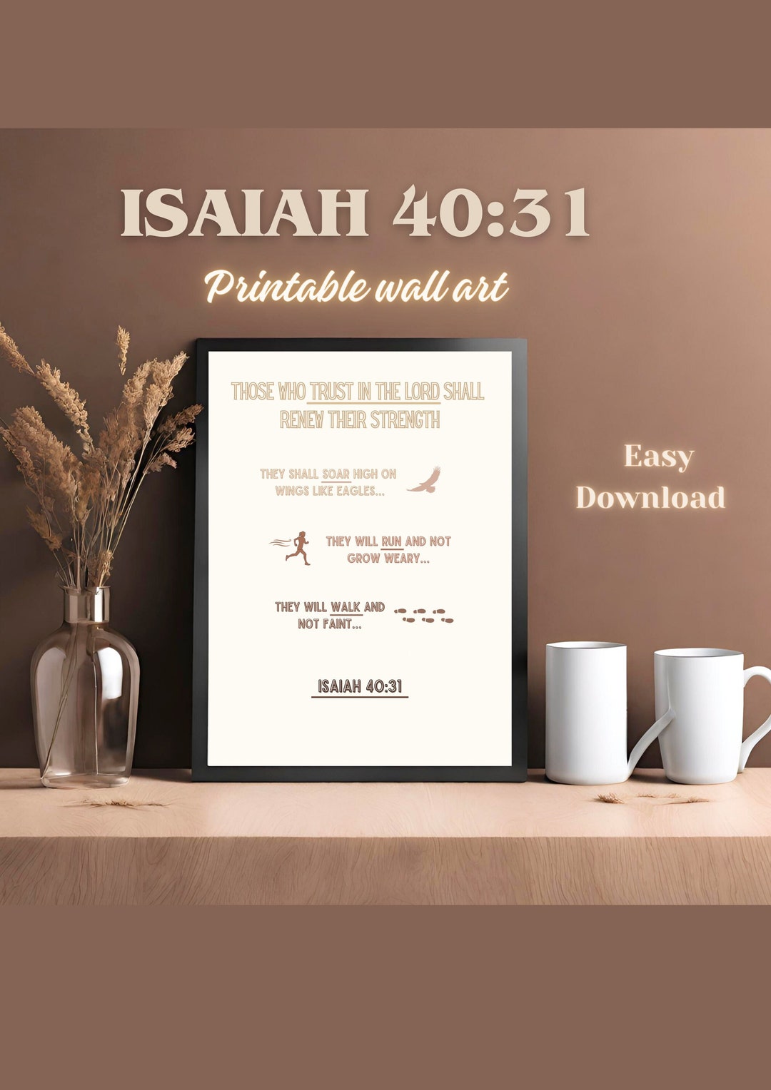 Isaiah 40:31, Bible Verse Poster, Biblical Wall Art, Christian Wall Art ...