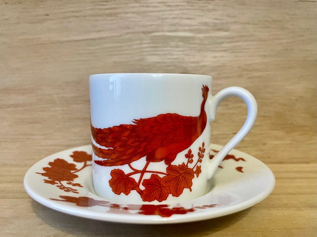 Set of Six Neiman- Marcus Fine China Red Peacock Espresso Cups and ...