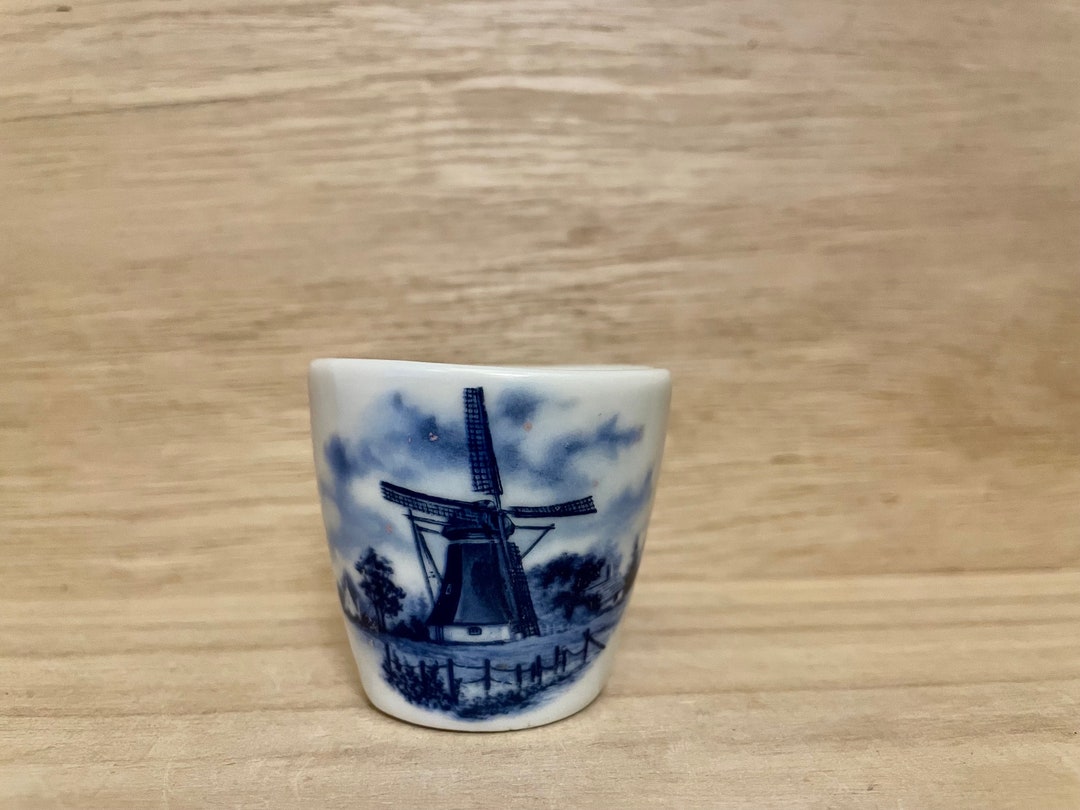 Vintage Hand Painted Delft Blue Windmill Porcelain Shot Glass - Etsy