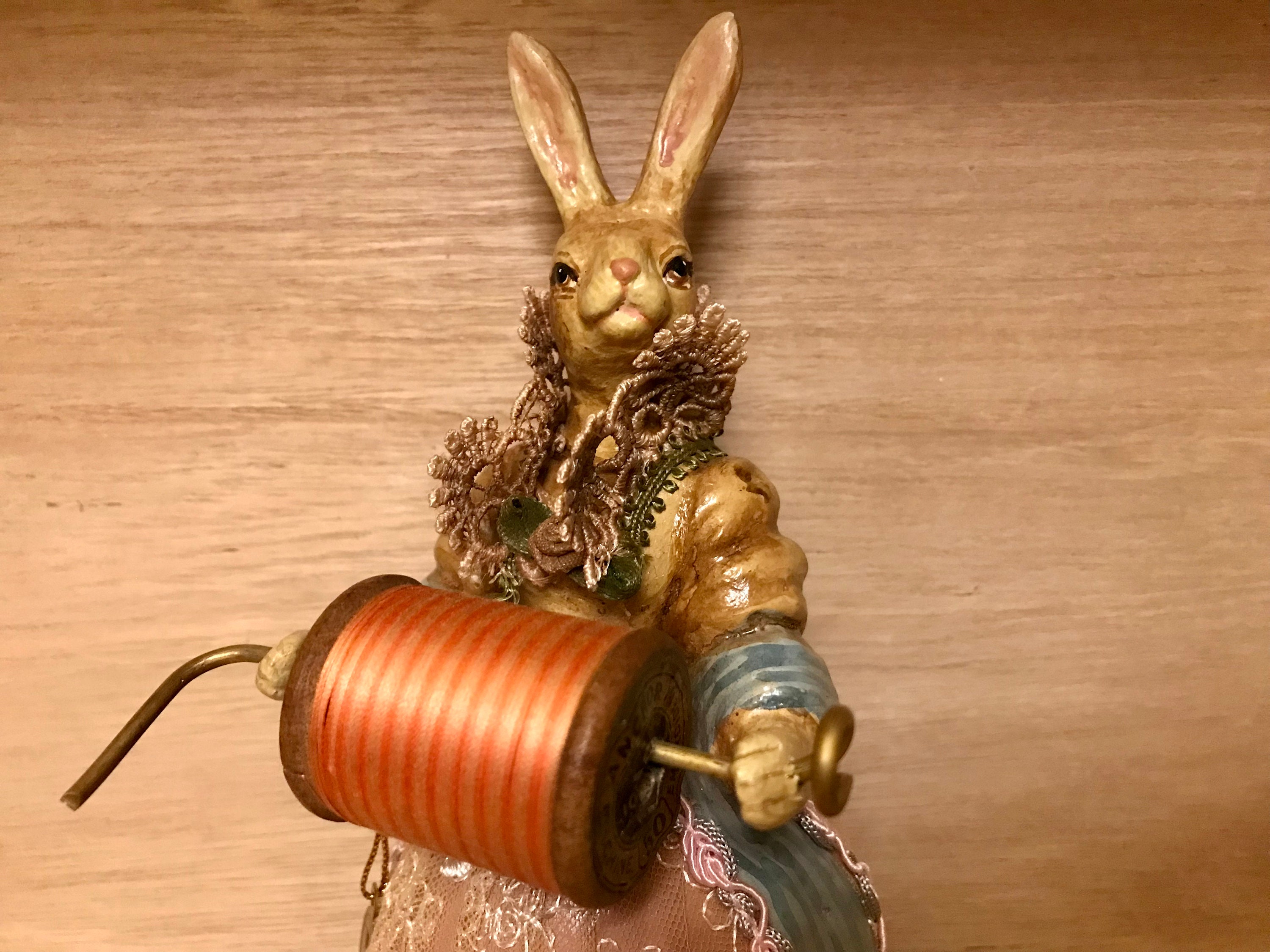 Katherines Collection Victorian Rabbit With Pin Cushion and Wooden ...