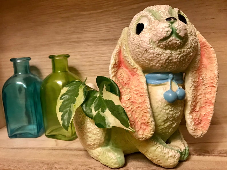 Vintage Green Bunny Planter, 1950s Handpainted National Pottery - Etsy